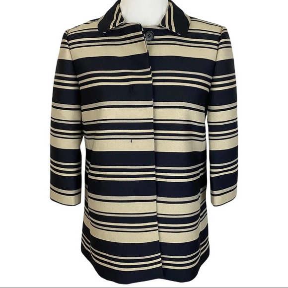 Ann Taylor | Jackets & Coats | Ann Taylor Navy Blue And Beige Striped ...
